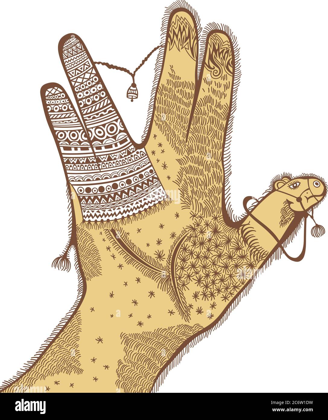 Illustration of hand with stylized camel inside Stock Vector Image ...