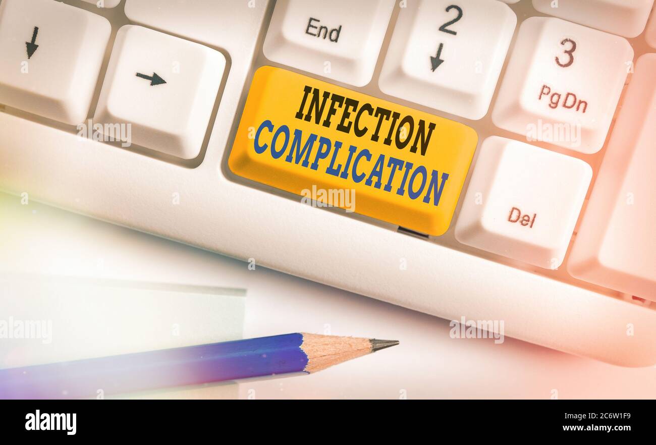 Handwriting text Infection Complication. Conceptual photo unwanted ...
