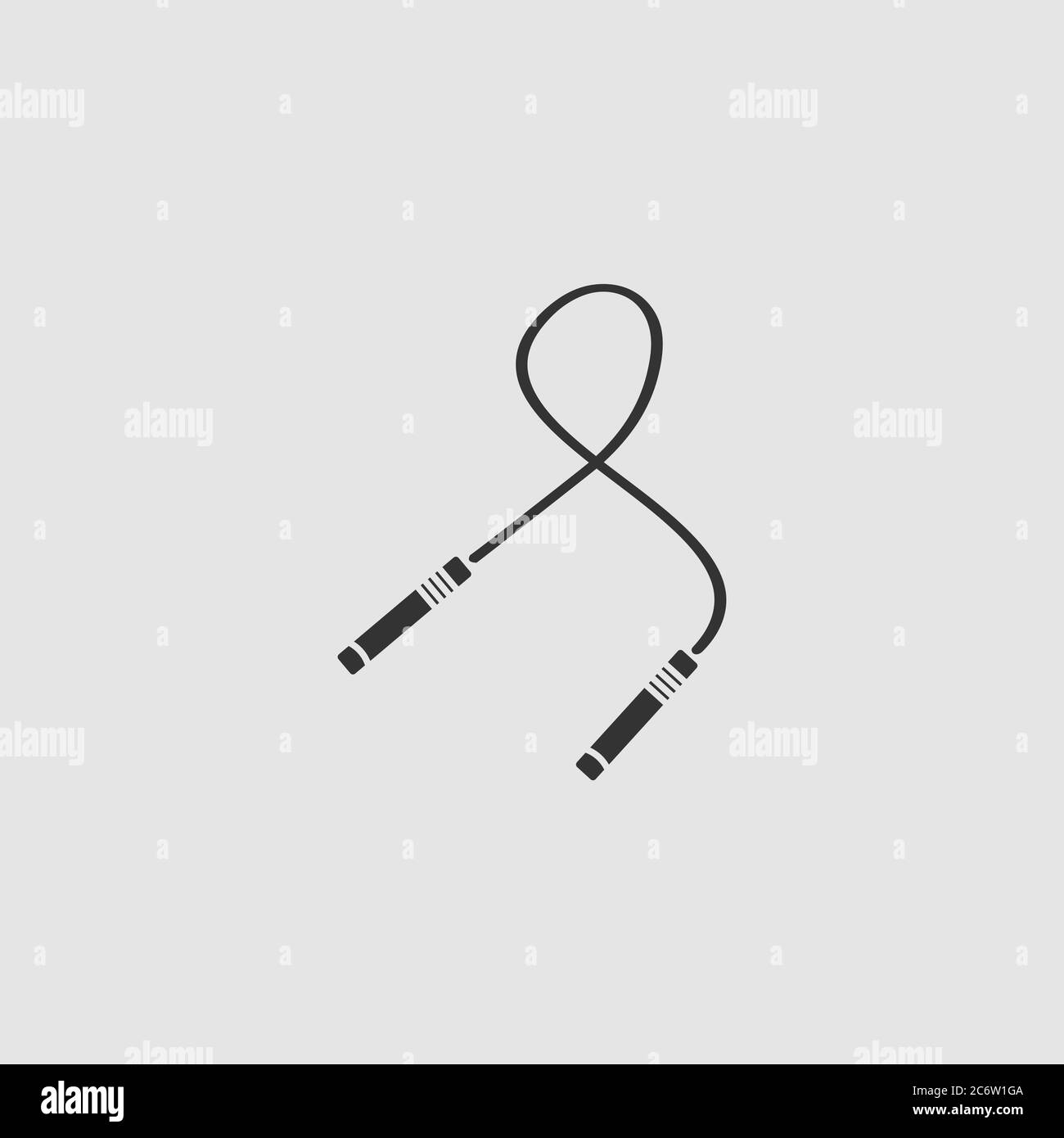 Jumping rope icon flat. Black pictogram on grey background. Vector ...