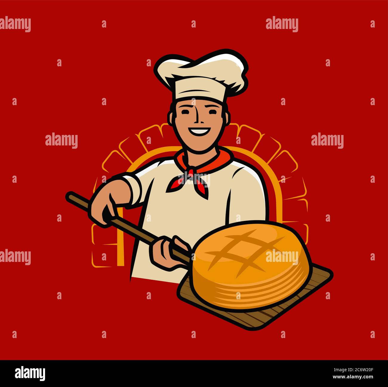 Cook bakes bread. Chef, baker cartoon vector illustration Stock Vector ...