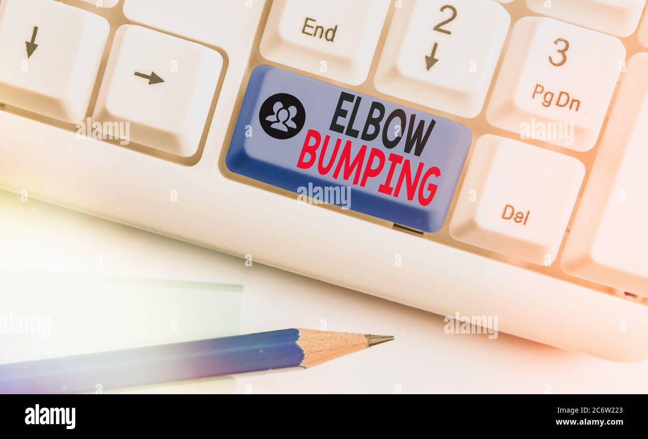 Word writing text Elbow Bumping. Business photo showcasing newlytrended ...