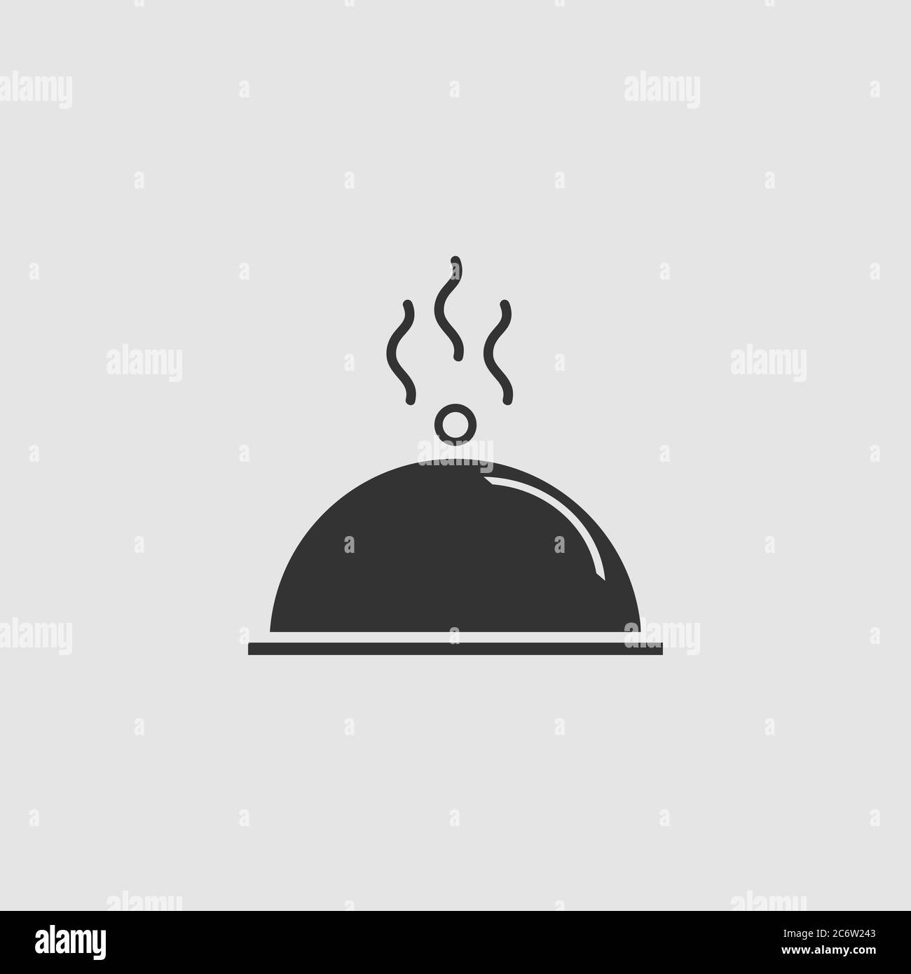 Food platter serving icon flat. Black pictogram on grey background ...