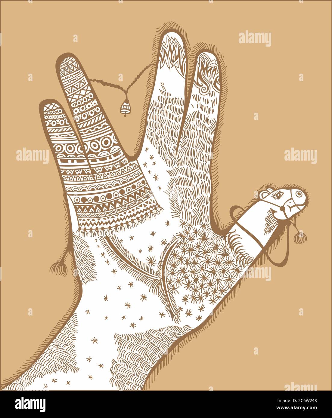 Illustration of hand with stylized camel inside Stock Vector Image ...