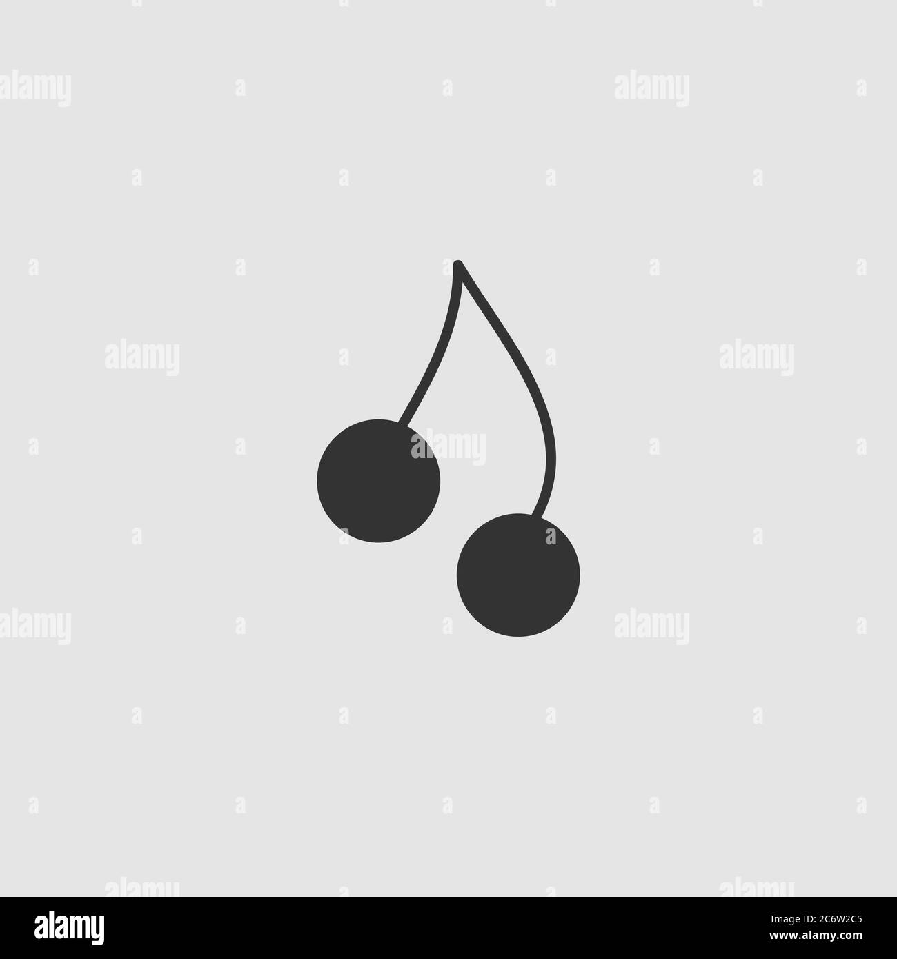 Cherry twins icon flat. Black pictogram on grey background. Vector ...