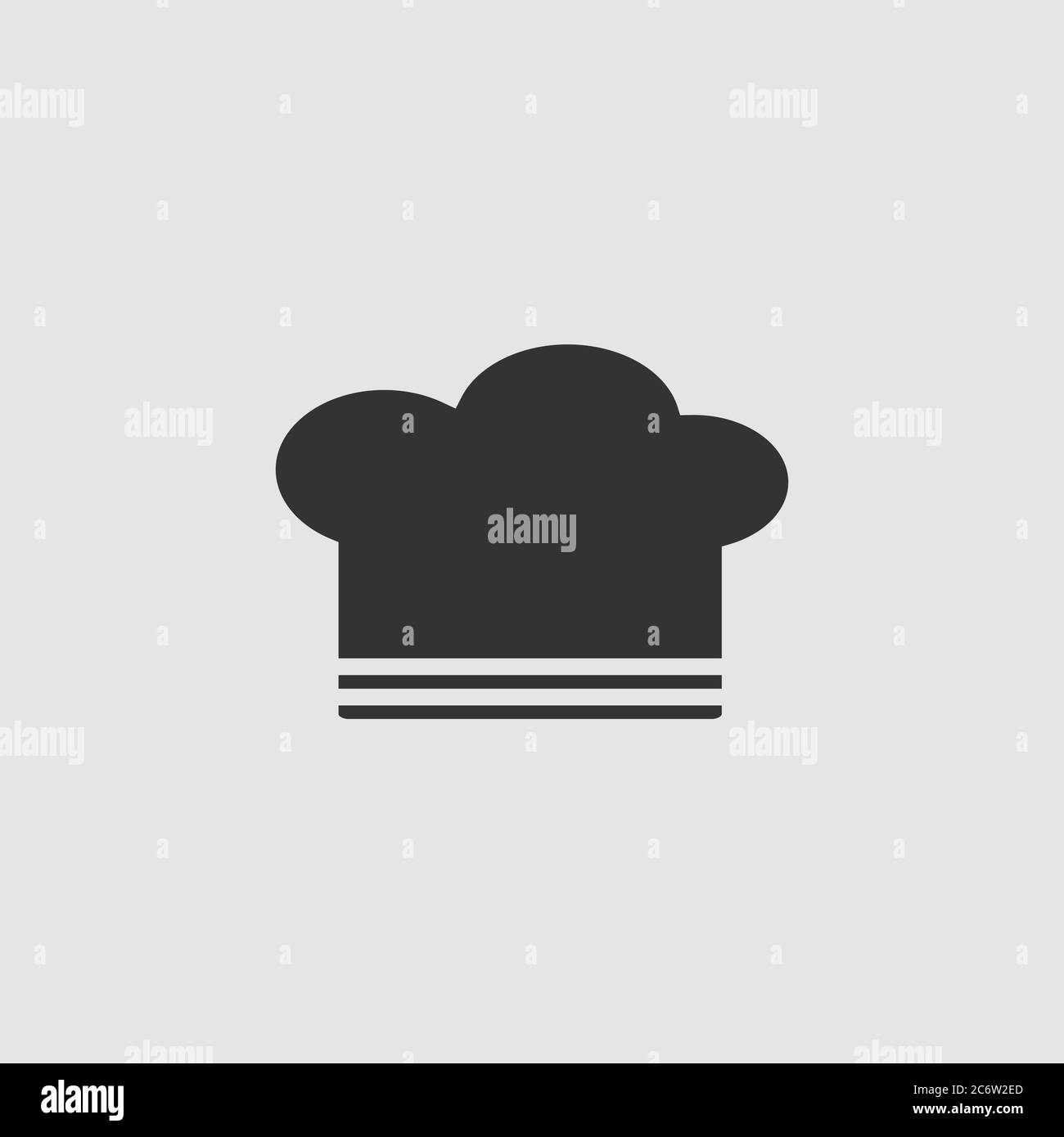 Chef hat icon flat. Black pictogram on grey background. Vector ...