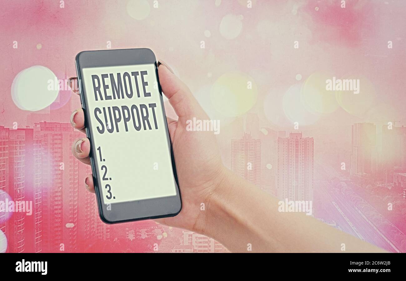 Handwriting text Remote Support. Conceptual photo type of secure ...
