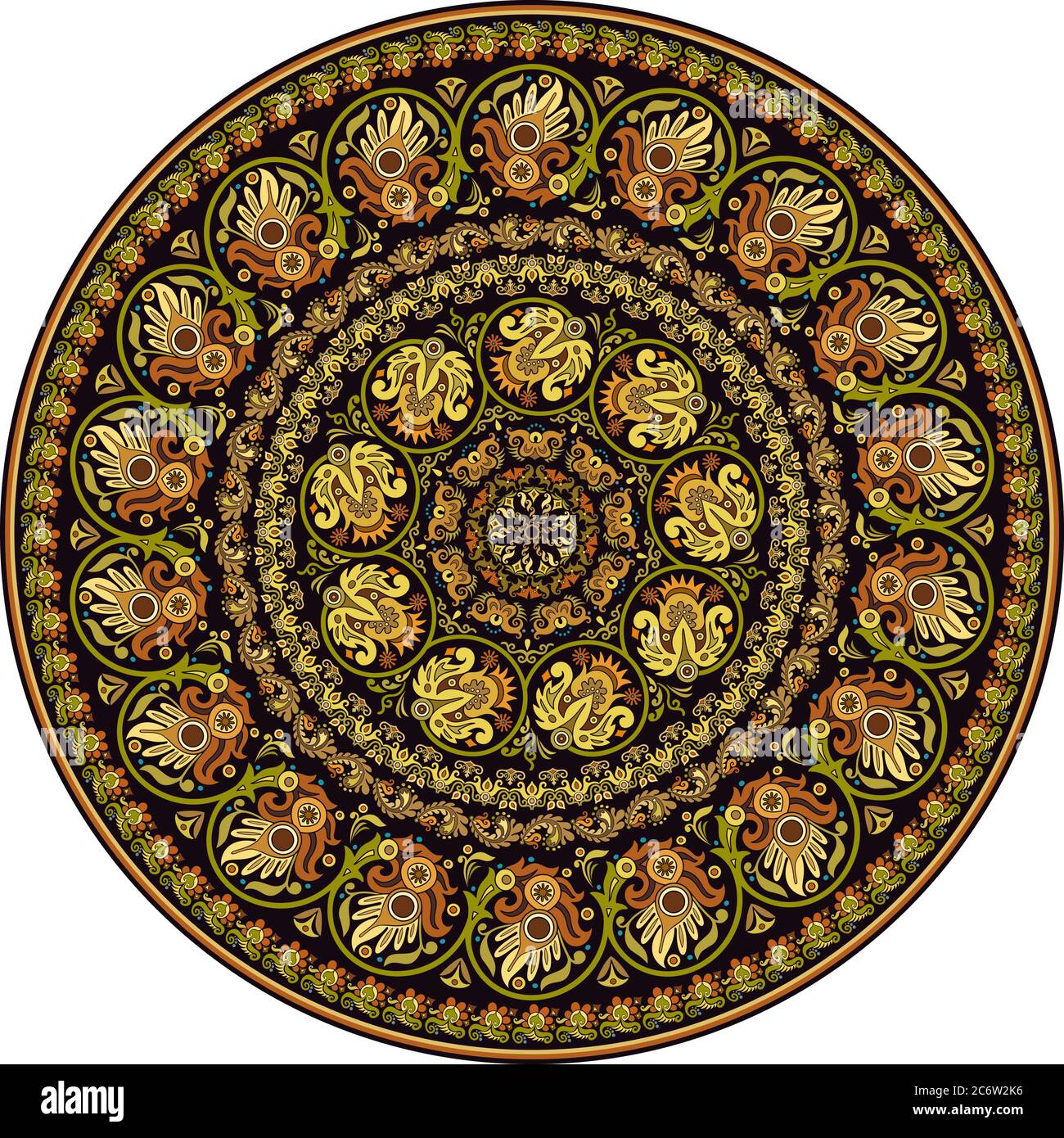 Vector ornament vintage ethnic round illustration Stock Vector Image ...