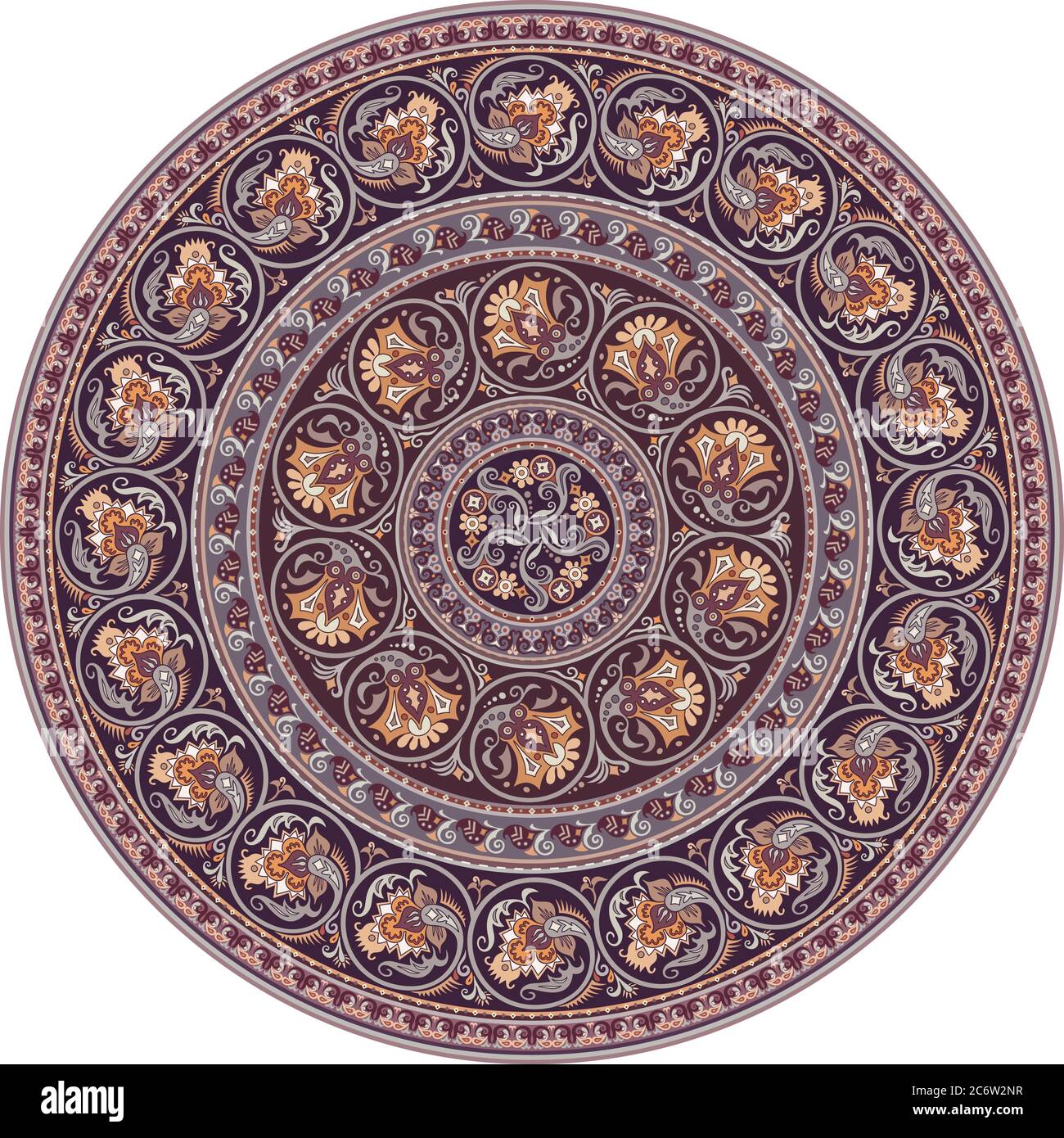 Vector ornament vintage ethnic round illustration Stock Vector Image ...