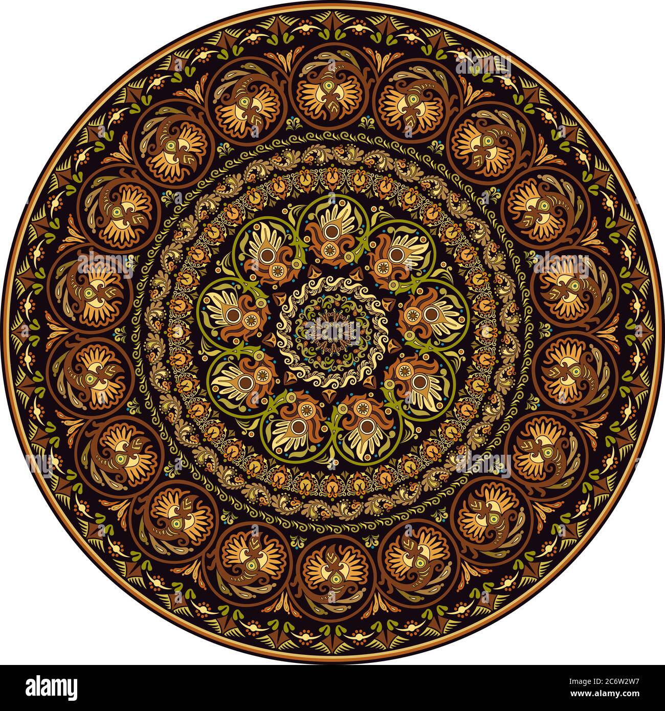 Vector ornament vintage ethnic round illustration Stock Vector Image ...
