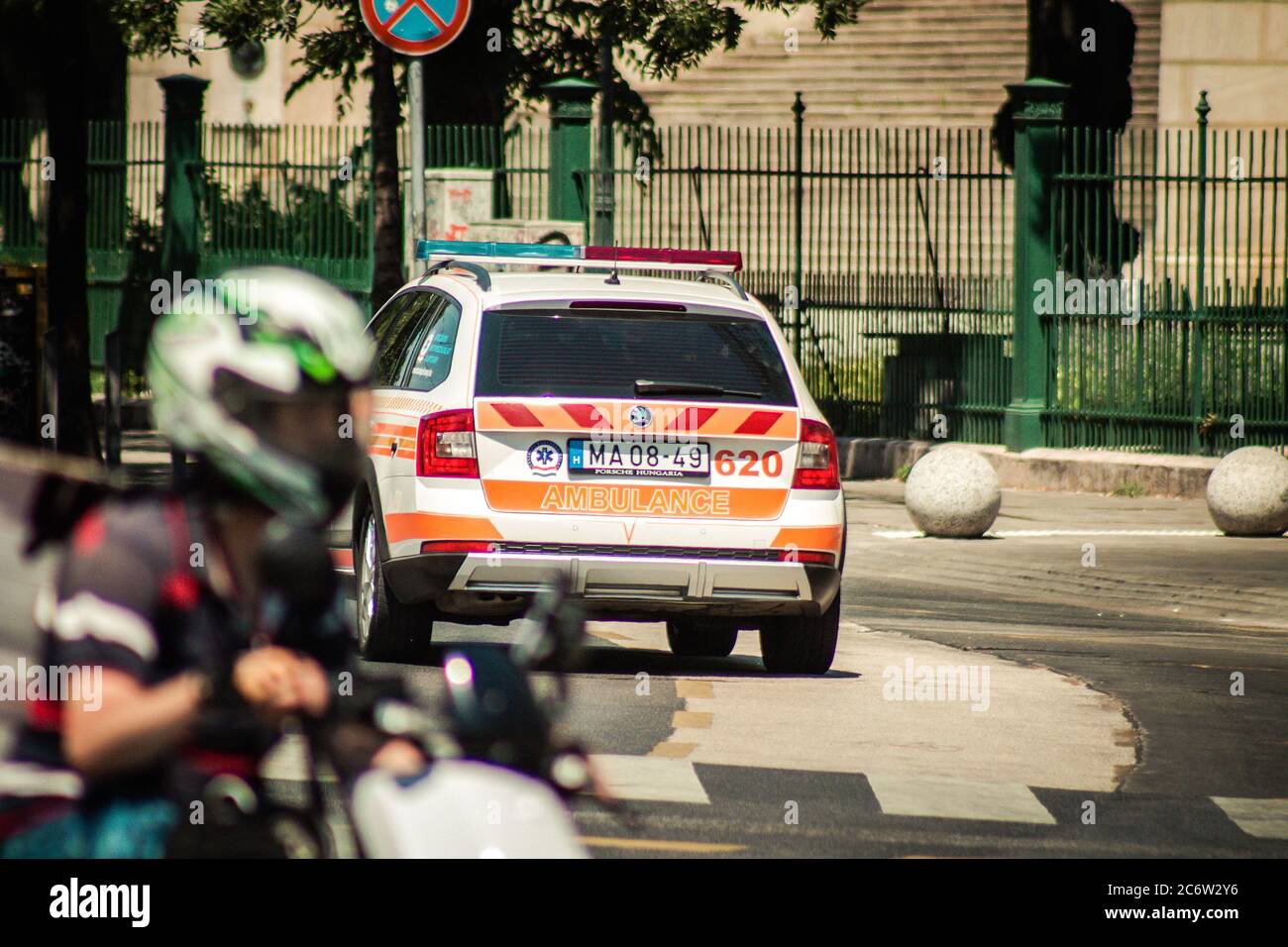 Budapest Hungary july 11, 2020 View of a traditional Hungarian police ...