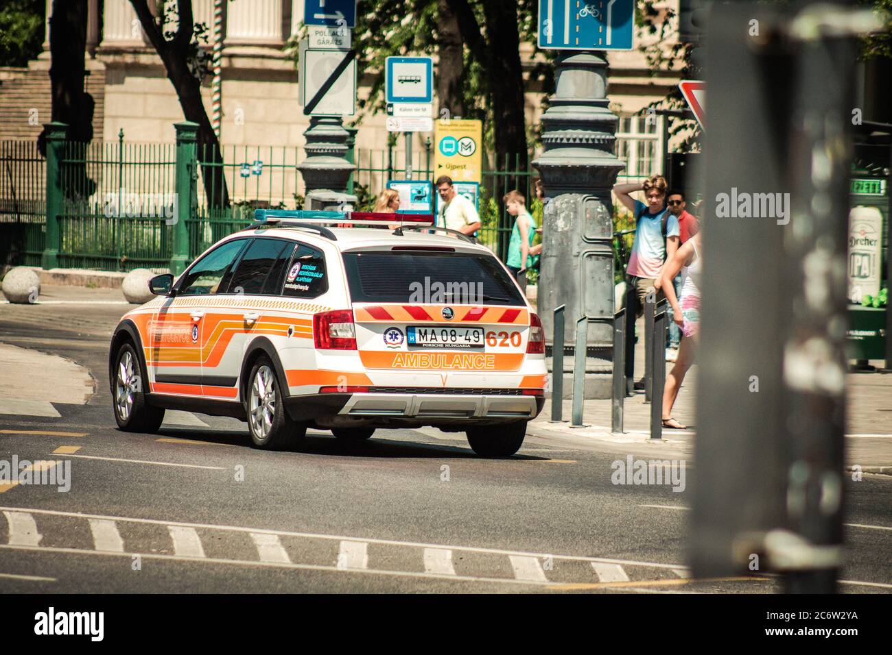 Budapest Hungary july 11, 2020 View of a traditional Hungarian police ...