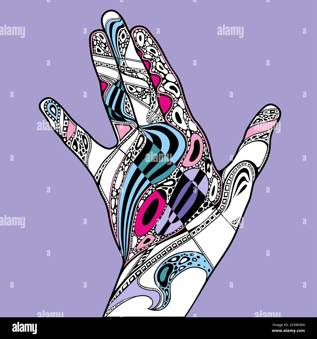 Illustration of contour hand with ornament inside Stock Vector Image ...