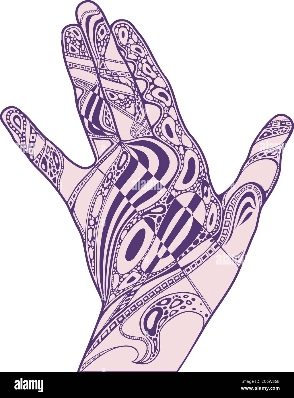 Illustration of contour hand with ornament inside Stock Vector Image ...