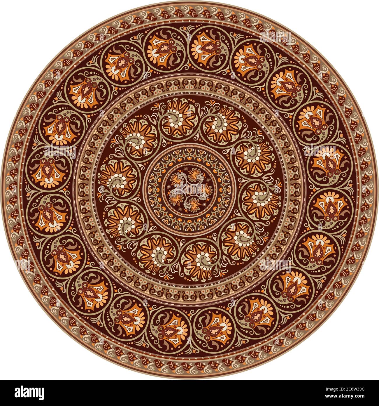 Vector ornament vintage ethnic round illustration Stock Vector Image ...