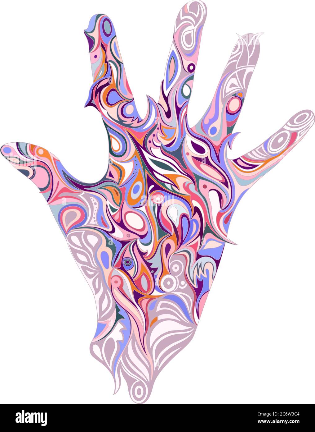 Illustration of contour hand with ornament inside Stock Vector Image ...