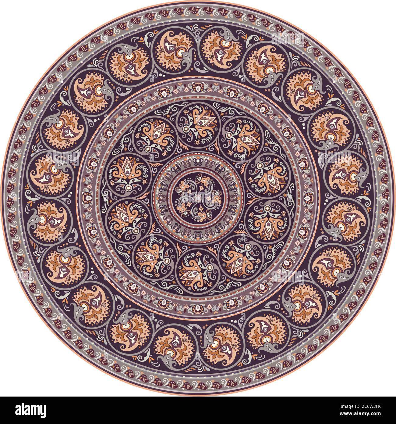 Vector ornament vintage ethnic round illustration Stock Vector Image ...
