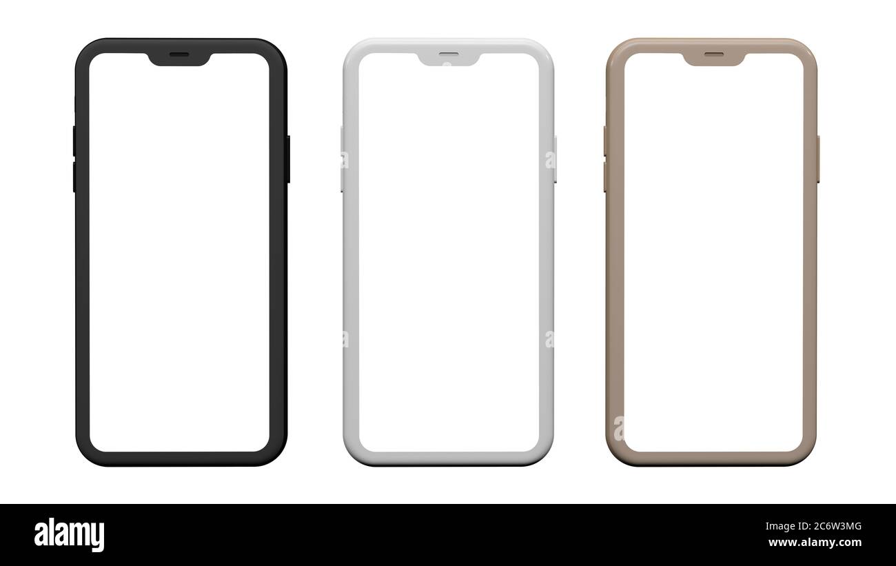 Smart phones of different colors. Realistic phones template. Empty ...