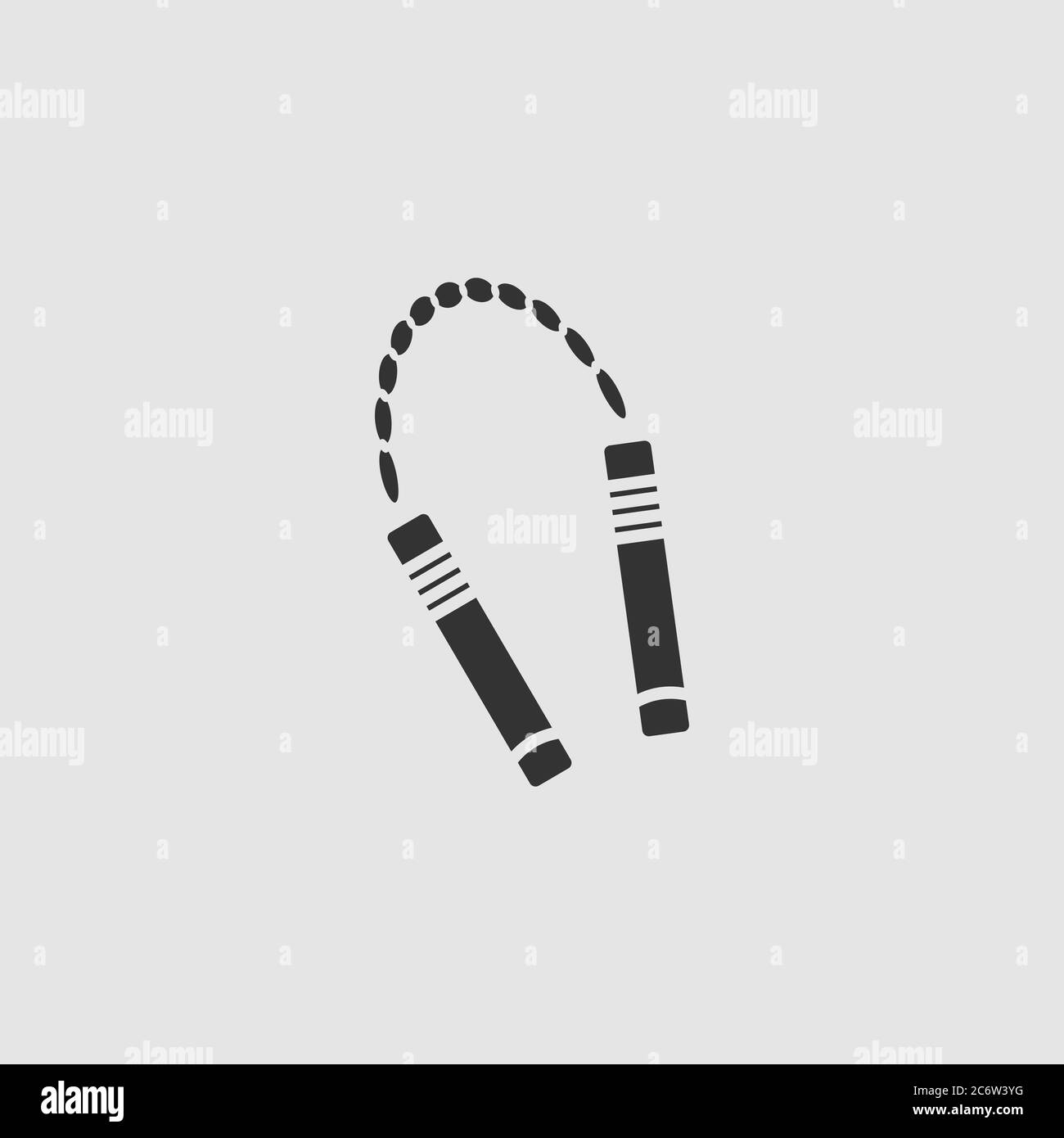 Nunchuck icon flat. Black pictogram on grey background. Vector illustration symbol Stock Vector ...