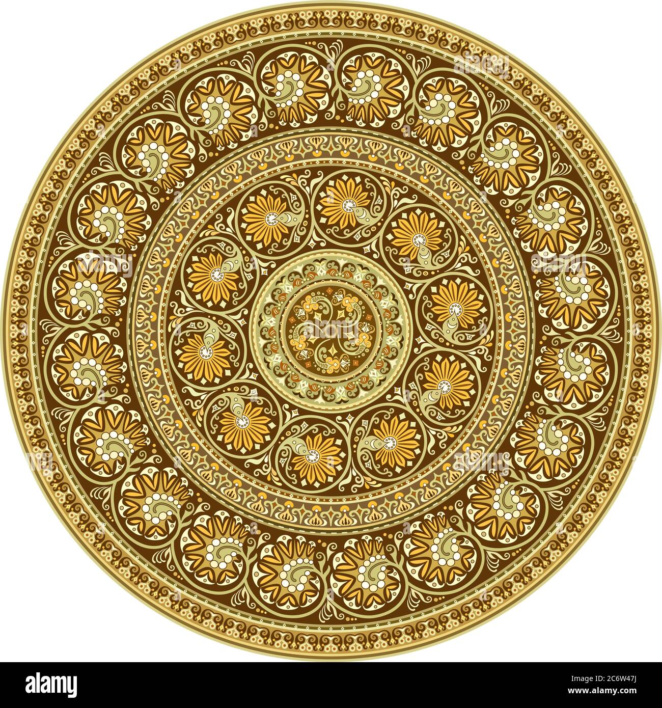 Vector ornament vintage ethnic round illustration Stock Vector Image ...