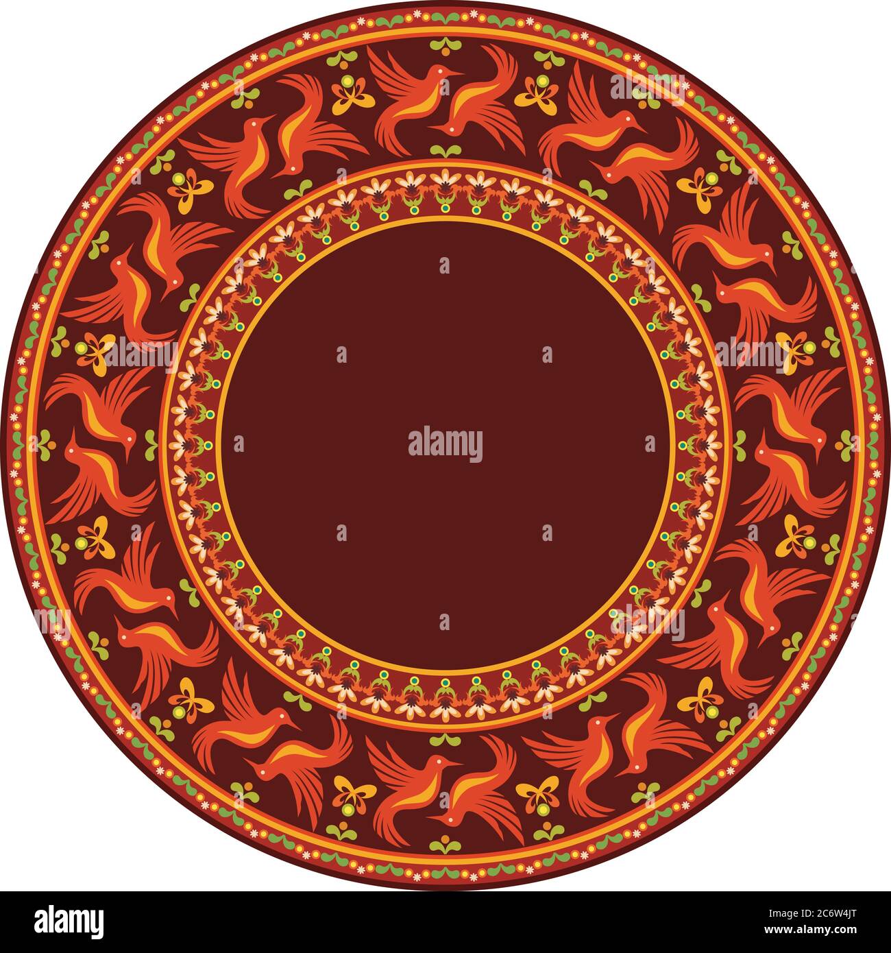 Ornamental birds vector round frame illustration Stock Vector Image ...