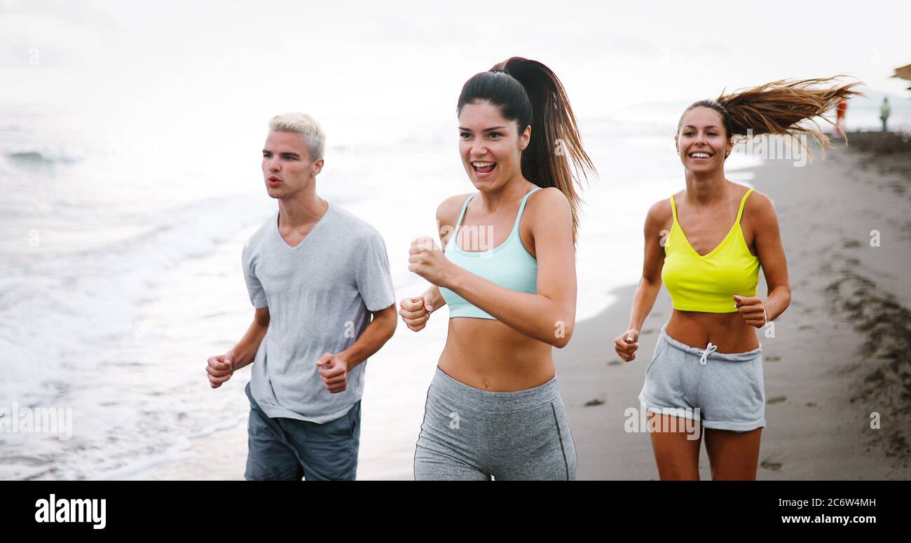 Athlete woman group running on hi-res stock photography and images - Alamy