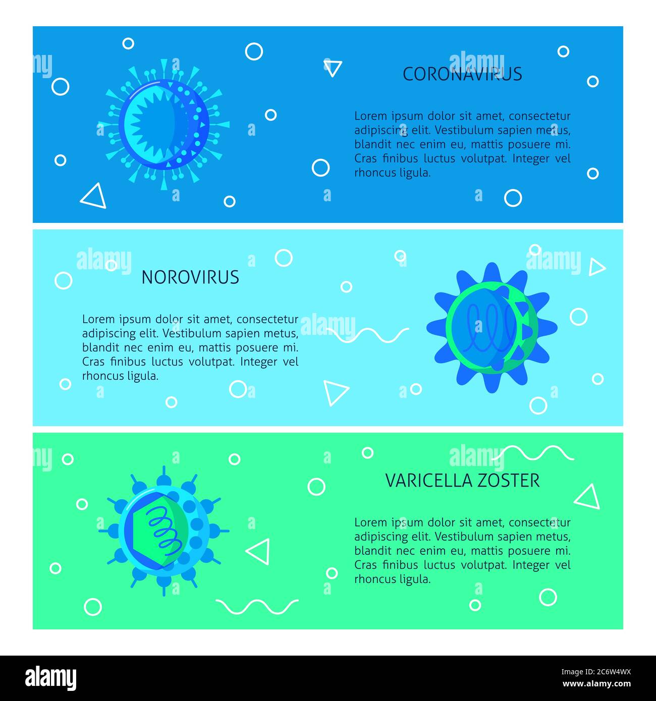 Human viruses concept flyer templates in flat style with place for text ...