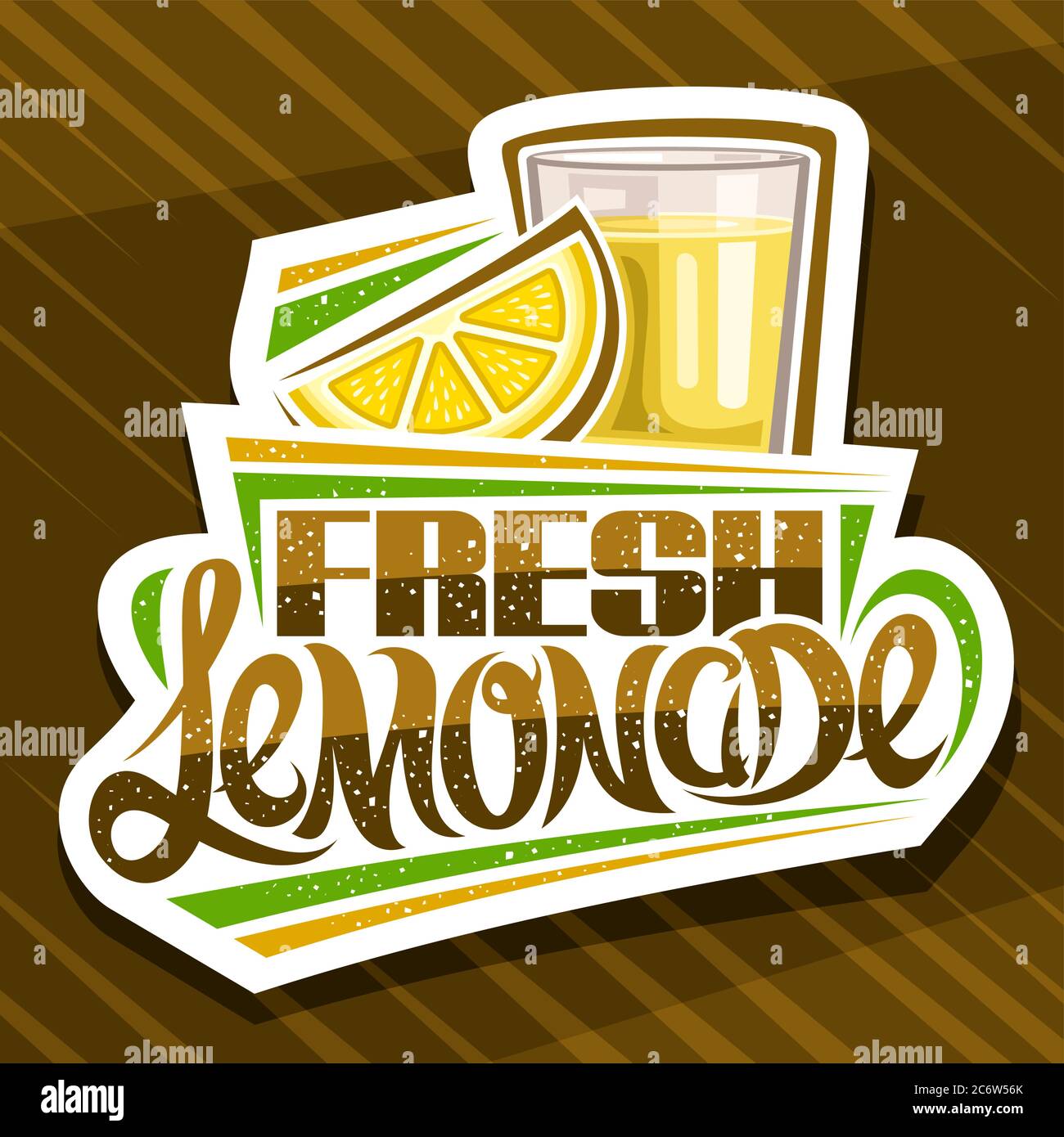 Vector logo for Fresh Lemonade, decorative cut paper sign with ...