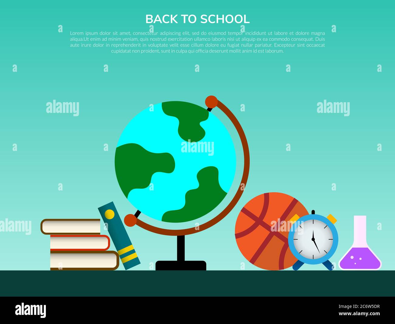 vector flat design concept back to school background. School supplies ...