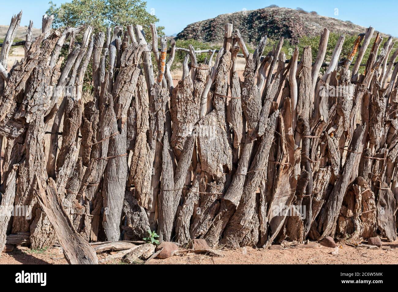 A traditional fence at the Damara Living Museum in Damaraland, Namibia ...