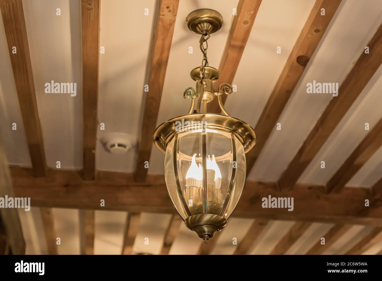 vintage bras chandelier from glass, and metal on the ceiling, bottom ...
