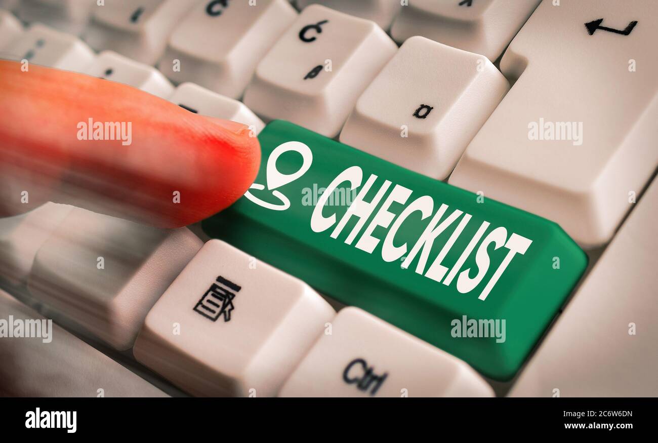 Text sign showing Checklist. Business photo text a list of required ...