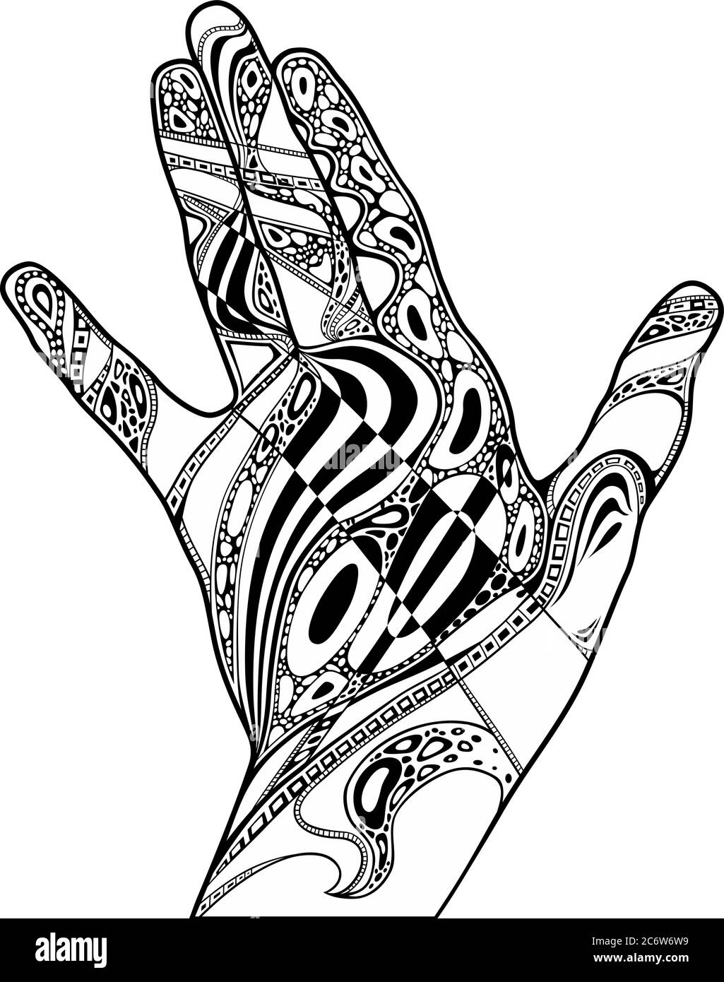 Illustration of contour hand with ornament inside Stock Vector Image ...