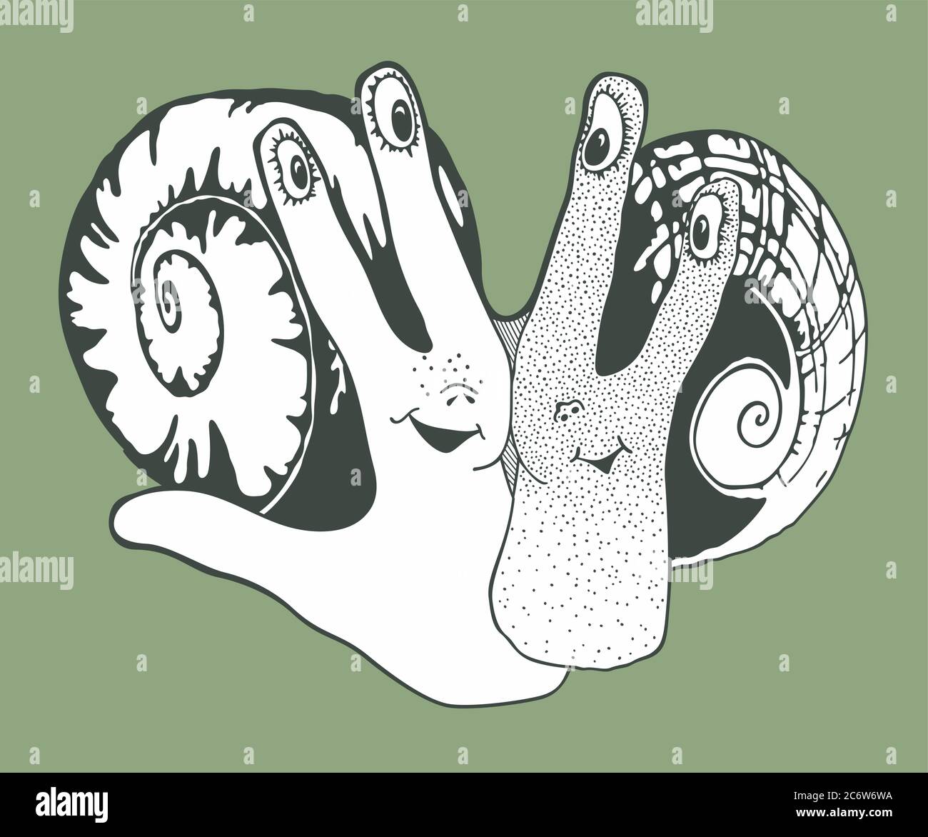 Illustration of hand with stylized snails inside Stock Vector Image ...