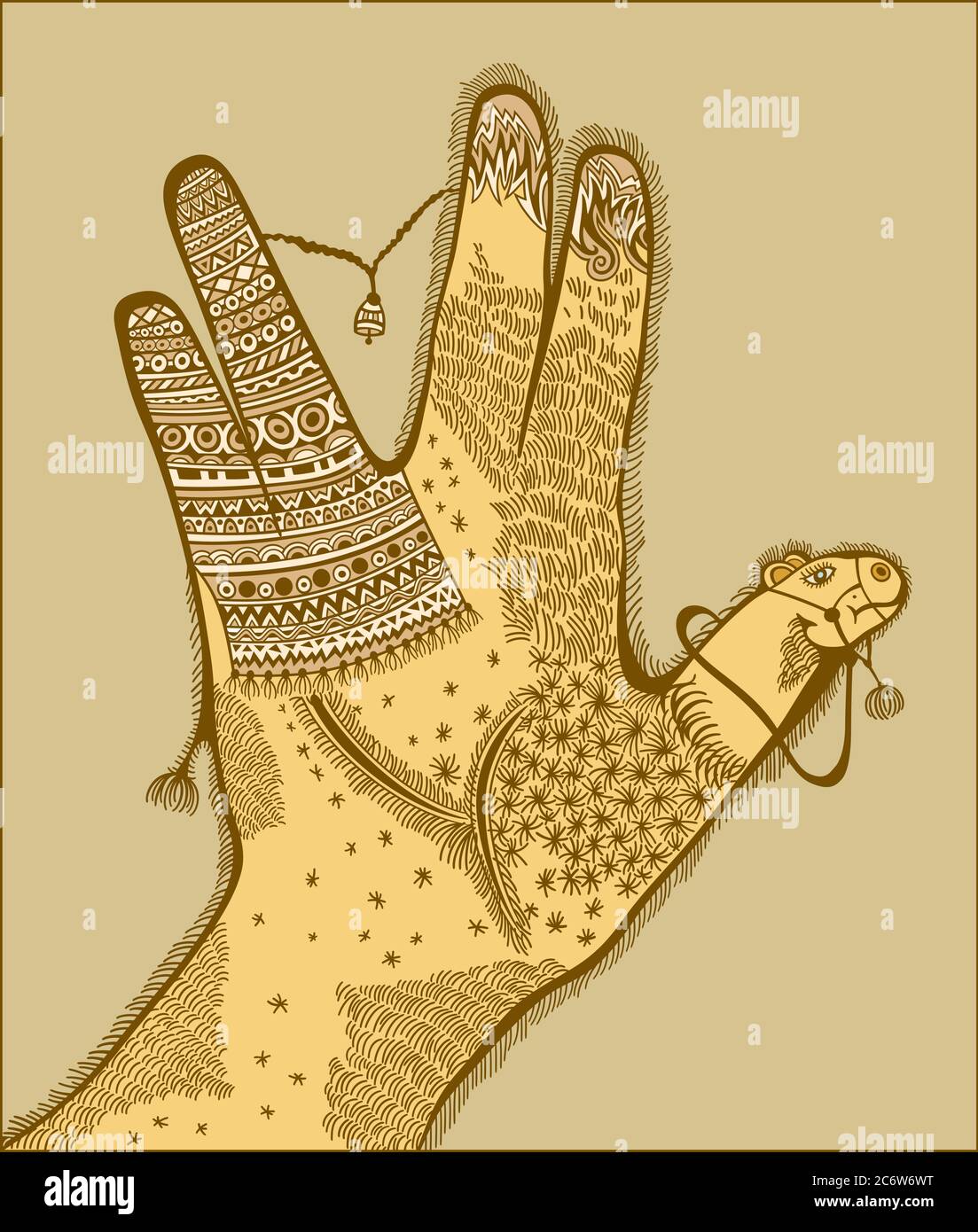 Illustration of hand with stylized camel inside Stock Vector Image ...