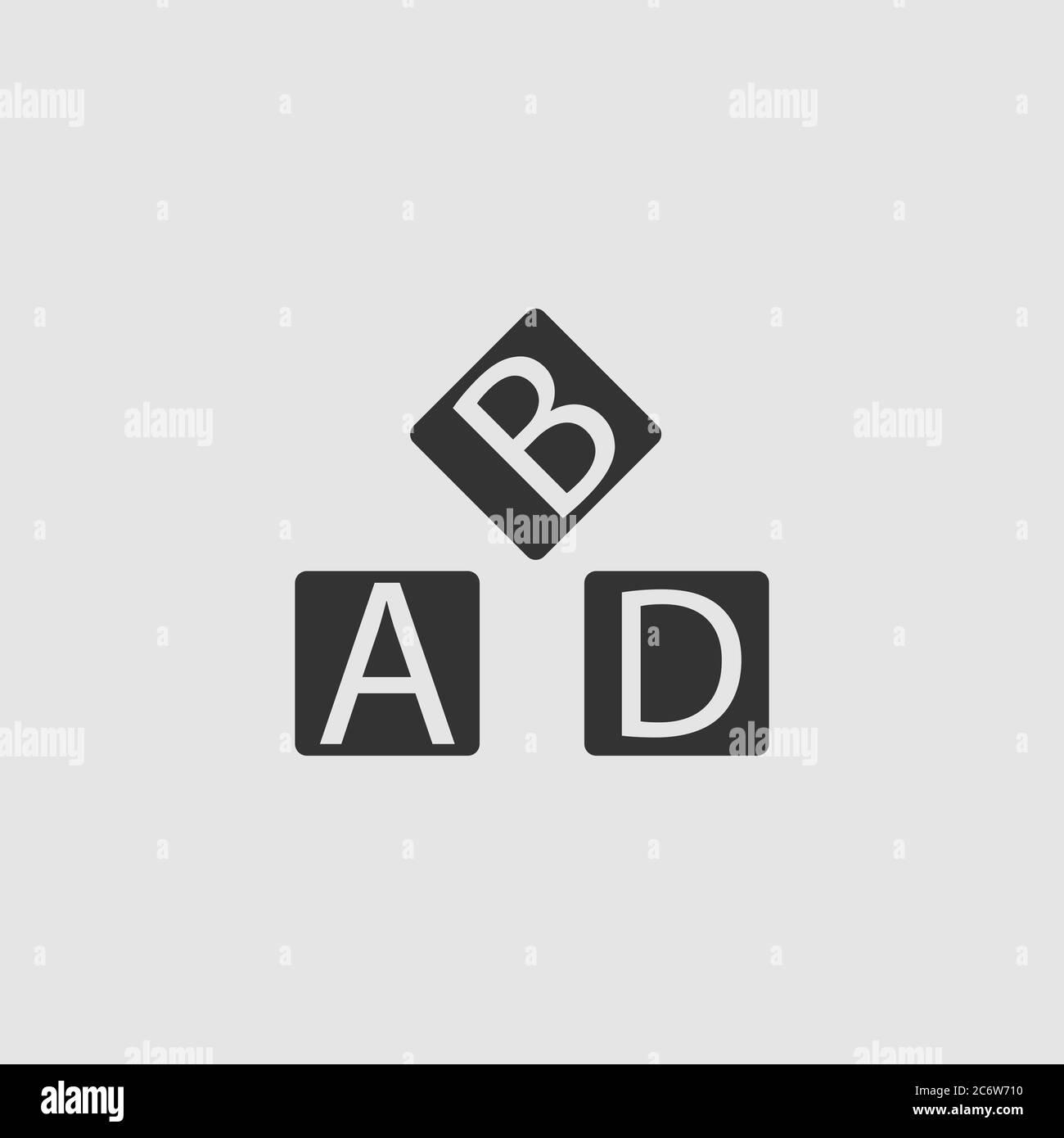 Alphabet cubes icon flat. Black pictogram on grey background. Vector ...