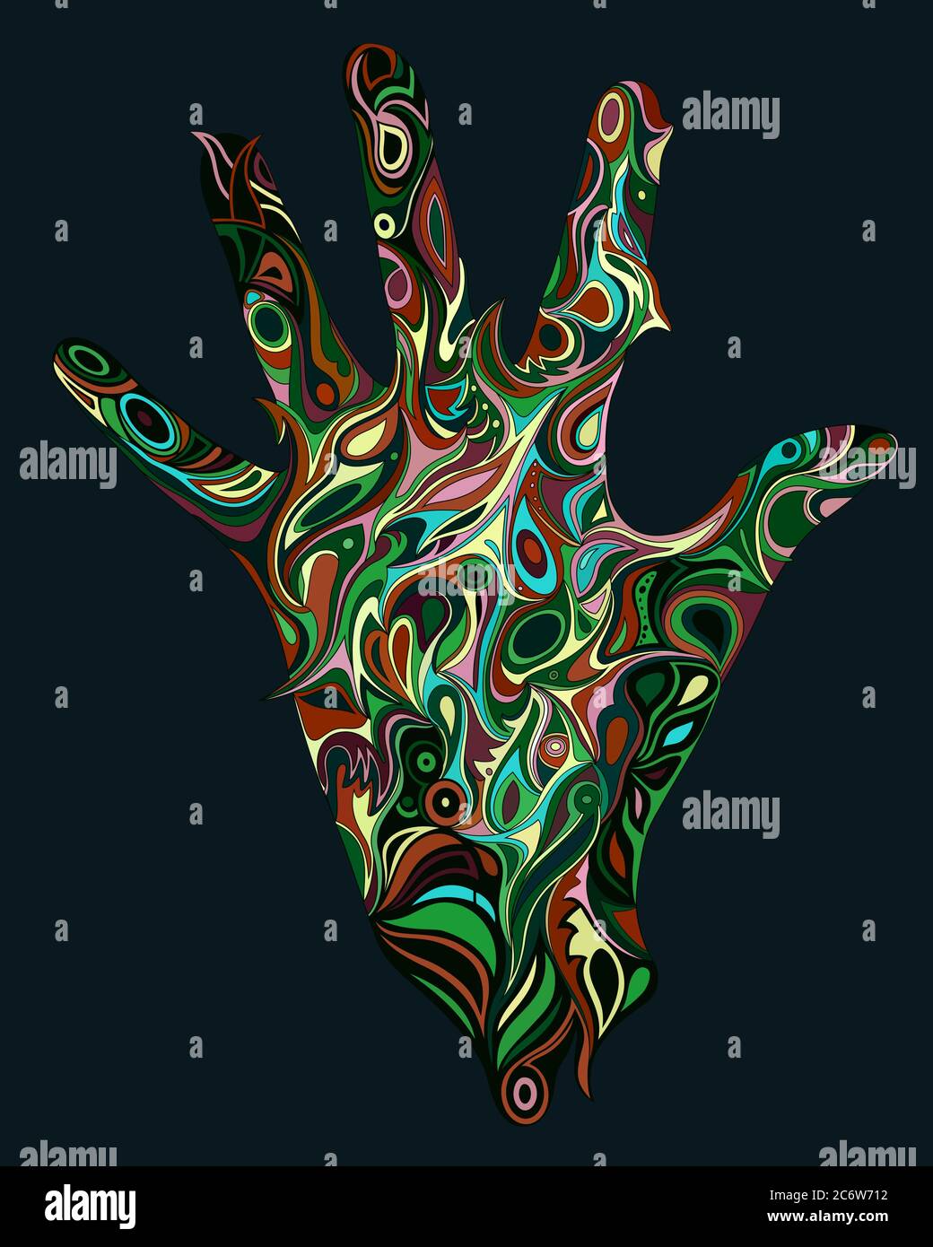 Illustration of contour hand with ornament inside Stock Vector Image ...