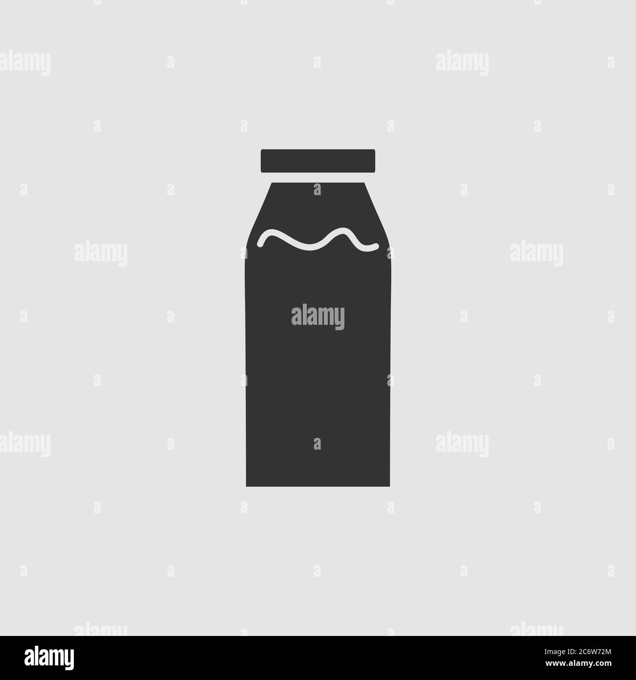 Milk bottle icon flat. Black pictogram on grey background. Vector ...