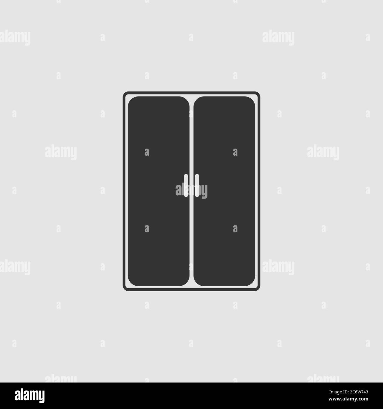 Wardrobe or Cupboard icon flat. Black pictogram on grey background ...