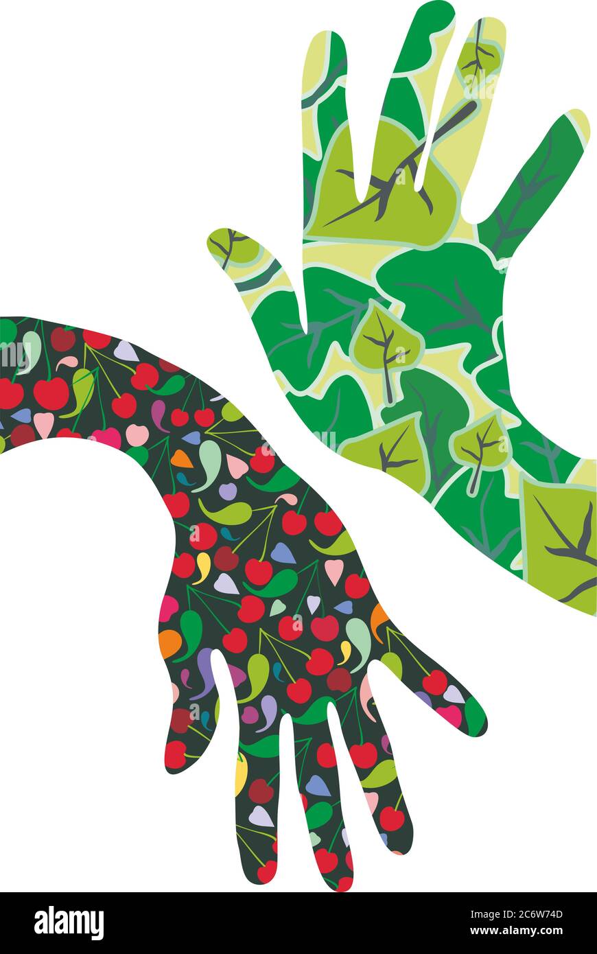 Illustration of hands with nature pattern inside Stock Vector Image ...
