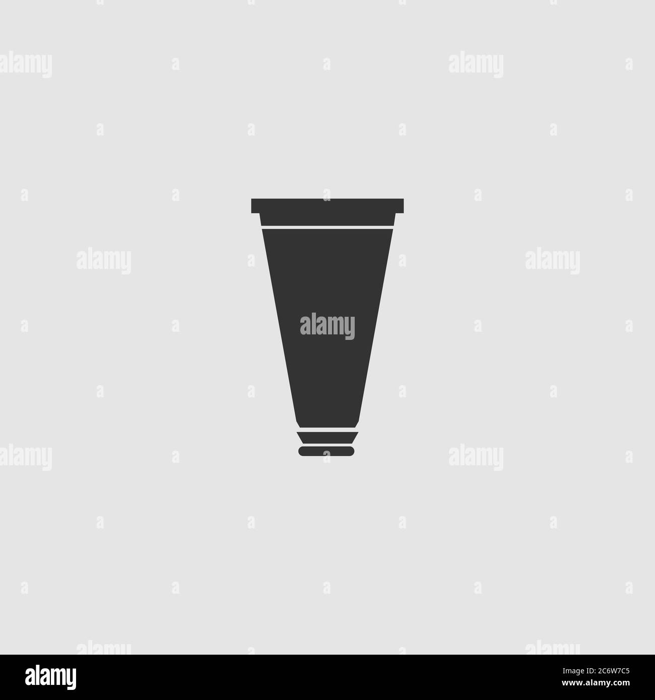 Tube, container, toothpaste, cream icon flat. Black pictogram on grey ...