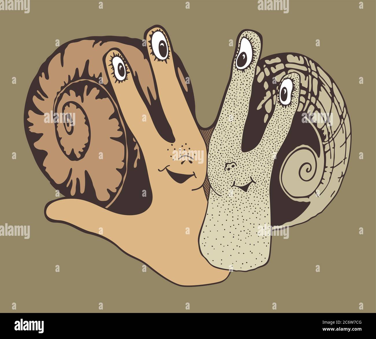 Illustration of hand with stylized snails inside Stock Vector Image ...