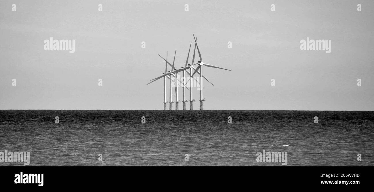 Offshore wind turbine farm Black and White Stock Photos & Images - Alamy
