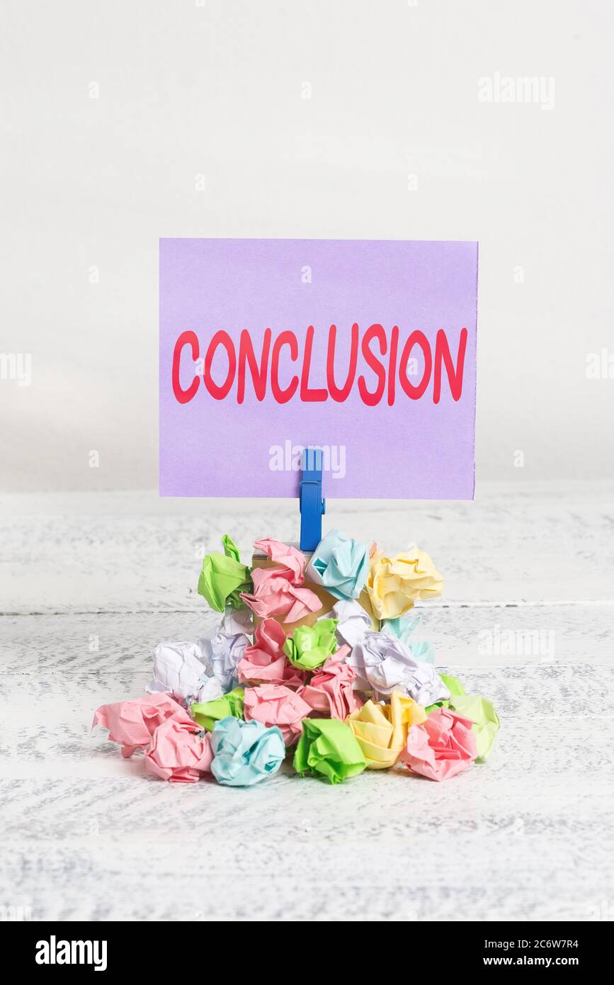 Word writing text Conclusion. Business photo showcasing used at the end ...