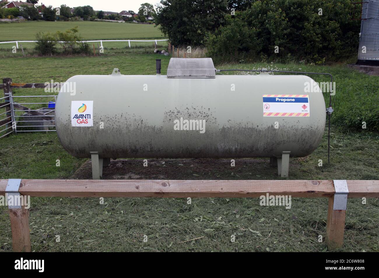 Avanti Gas, Propane Gas cylinder on farm in UK, Spring 2020 Stock Photo ...