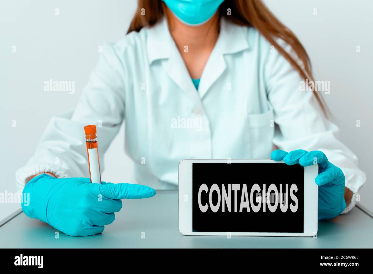 Writing note showing Contagious. Business concept for transmissible by ...