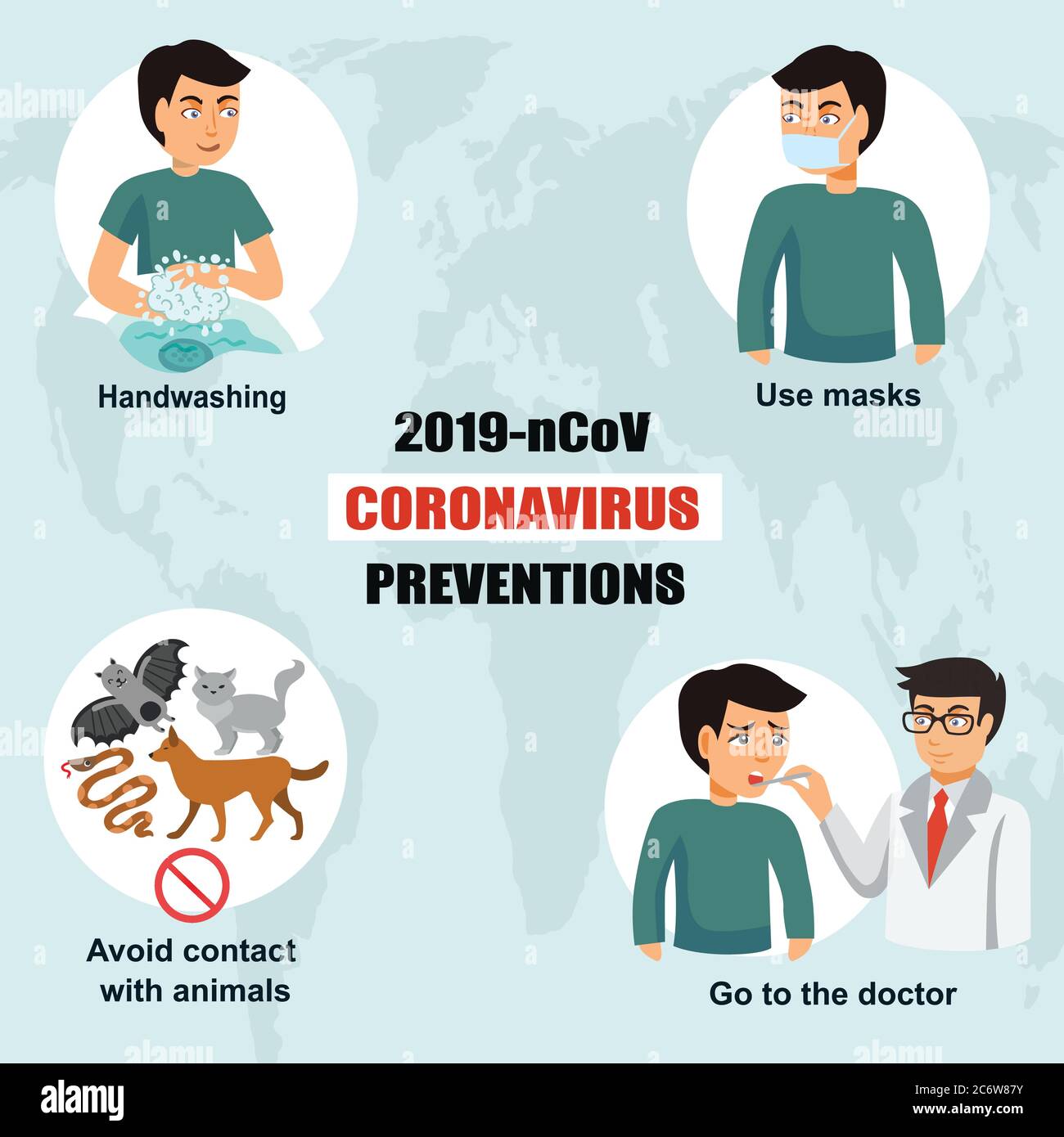 Coronavirus prevention vector. Avoiding of Coronavirus. background maps ...
