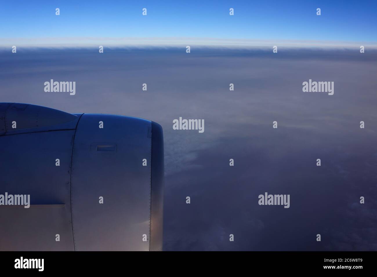 jet plane window sky view with machine wing in the morning Stock Photo ...