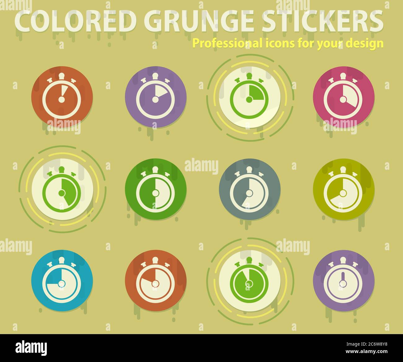 Timer colored grunge icons Stock Vector Image & Art - Alamy