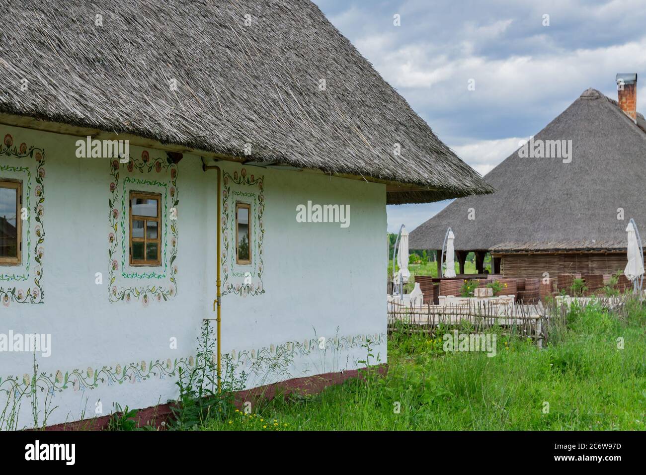 Traditional ukrainian rural house with the straw roofs, Ukrainian ...