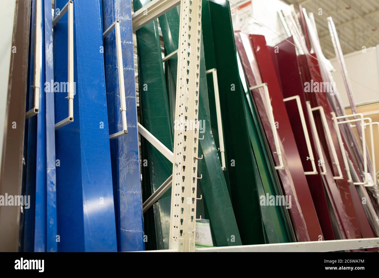 Siding metal multi-colored pallet row set rack ready for construction ...